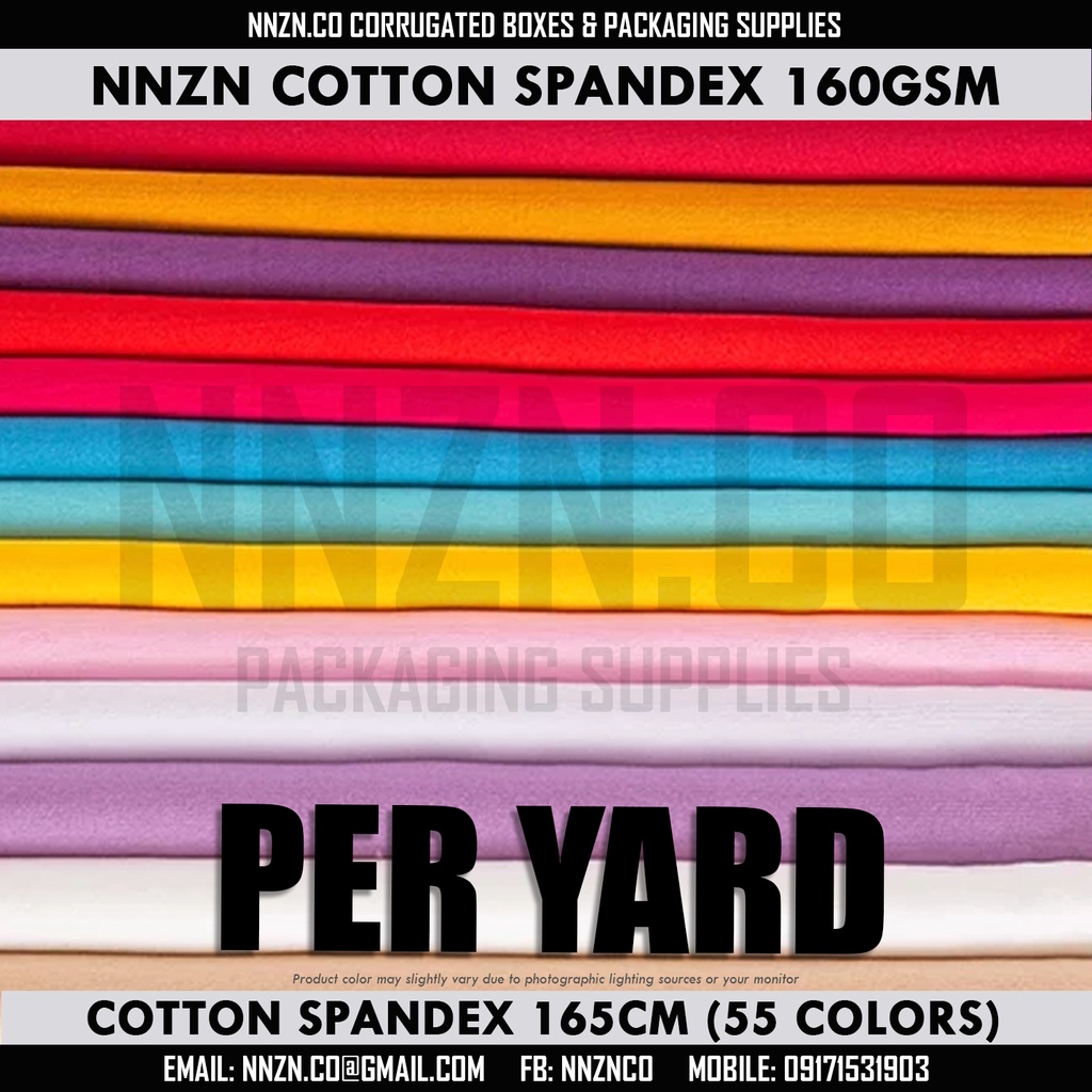 NNZN Imported Cotton Spandex Fabric 160gsm 55 Colors 165cm width - Per ...