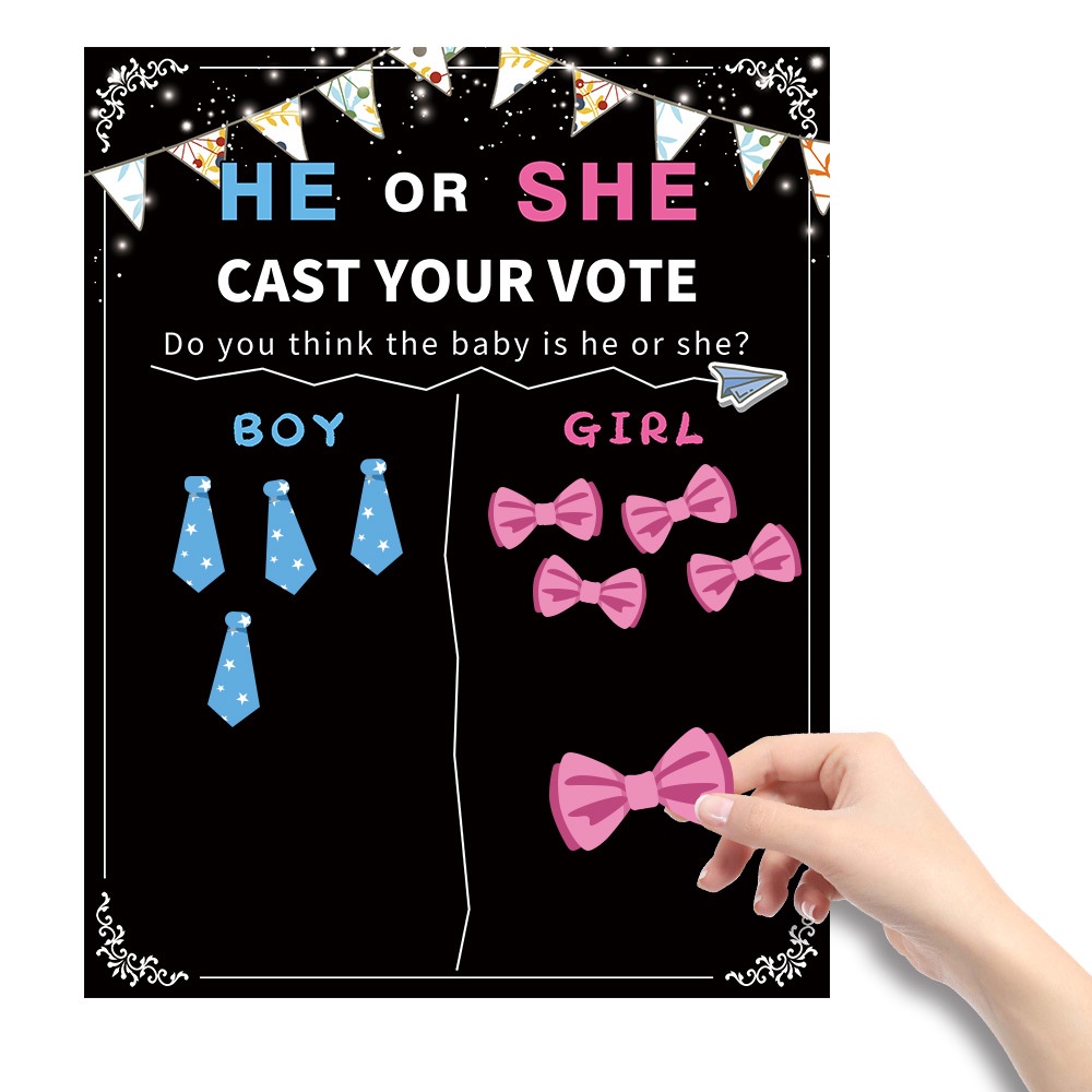1 Set Gender Reveal Board Games He Or She Voting Poster Board With ...
