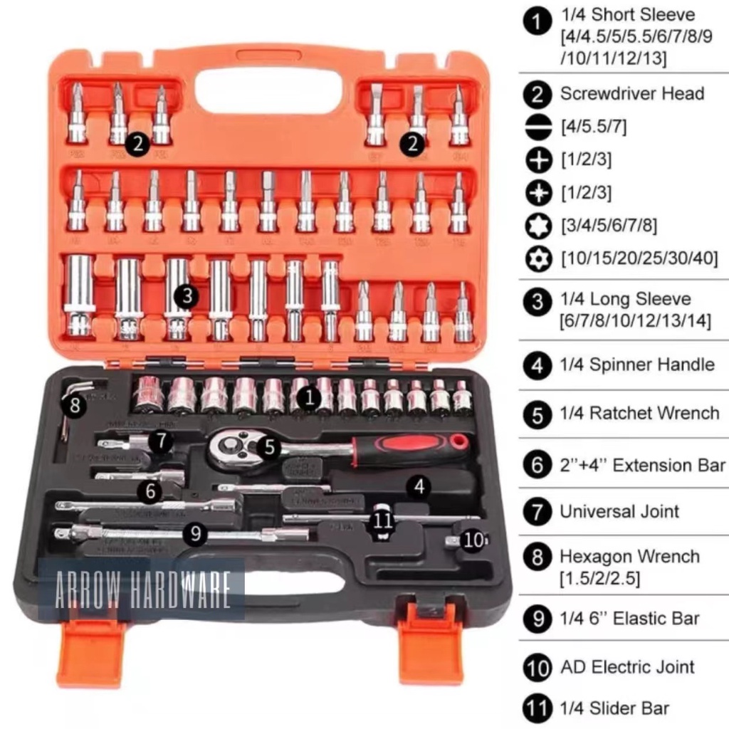Dragon 53pcs Torque Wrench Combination Bit a set of keys Socket Set Car ...