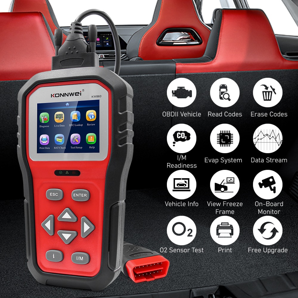 KONNWEI KW860 OBD2 Scanner Car Code Reader Diagnostic Scan Tool with Enhanced Live Data Stream ...