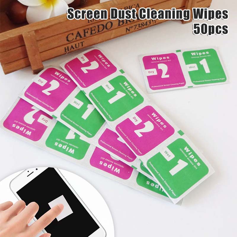 50pcs Phone Screen Dust Removal Wipes LCD Screen Dust Removal Dry Wet ...