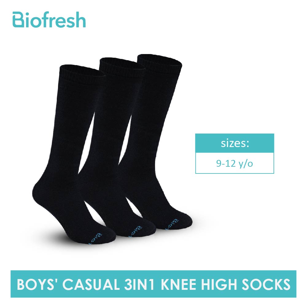 Biofresh Boys' Antimicrobial Cotton Knee High Lite Thin Casual Socks 3 ...