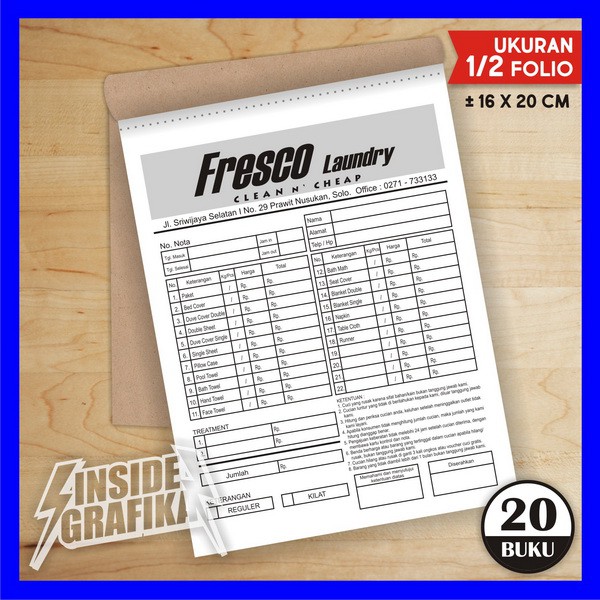 Print Make Notes in 2 Ply NCR Unit Laundry Kilo Laundry Receipt ...