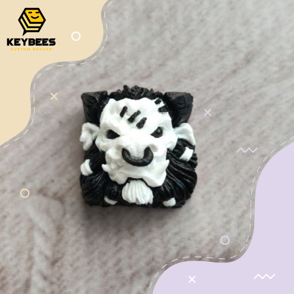 Artisan Keycap - Black White handmade resin Mechanical Keyboard Button ...