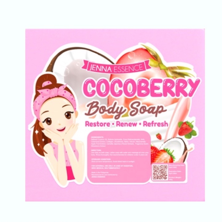 ORIGINAL Cocoberry BAR whitening soap WITH FREE SOAP MESH jenna essence ...