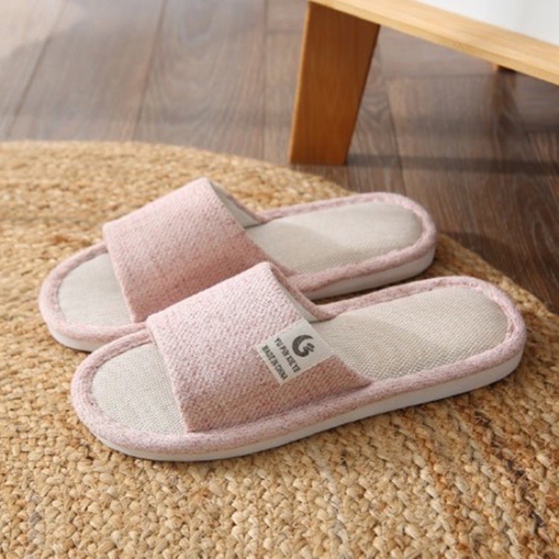 Japanese style Cotton linen Non-slip Indoor Slipper Couple Bedroom ...