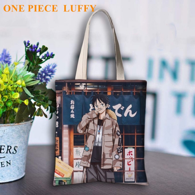 Cute Anime One Piece Straw Hat Luffy Fashion Canvas Tote Bags for men ...