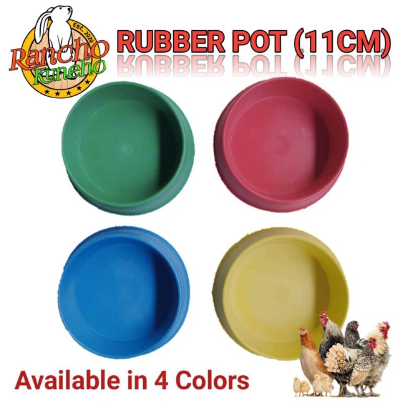 12 pcs. Rubber pot assorted color for chicken birds fowl and others ...