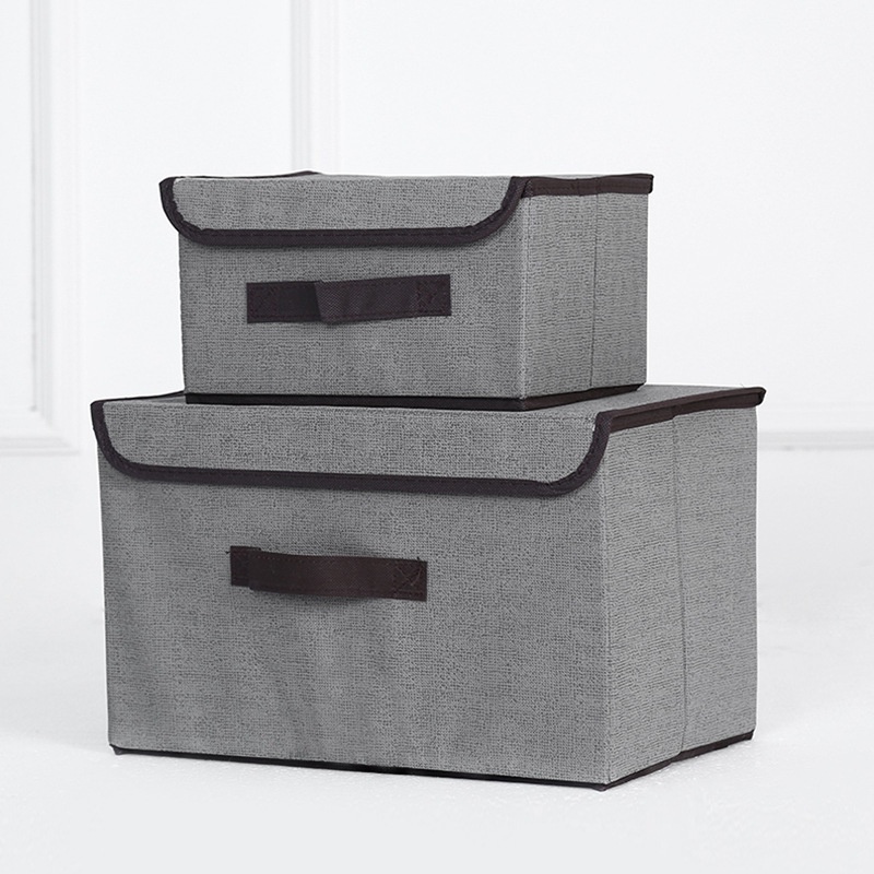 Foldable Fabric Storage Box with Space-Saving Design, Cotton Linen ...