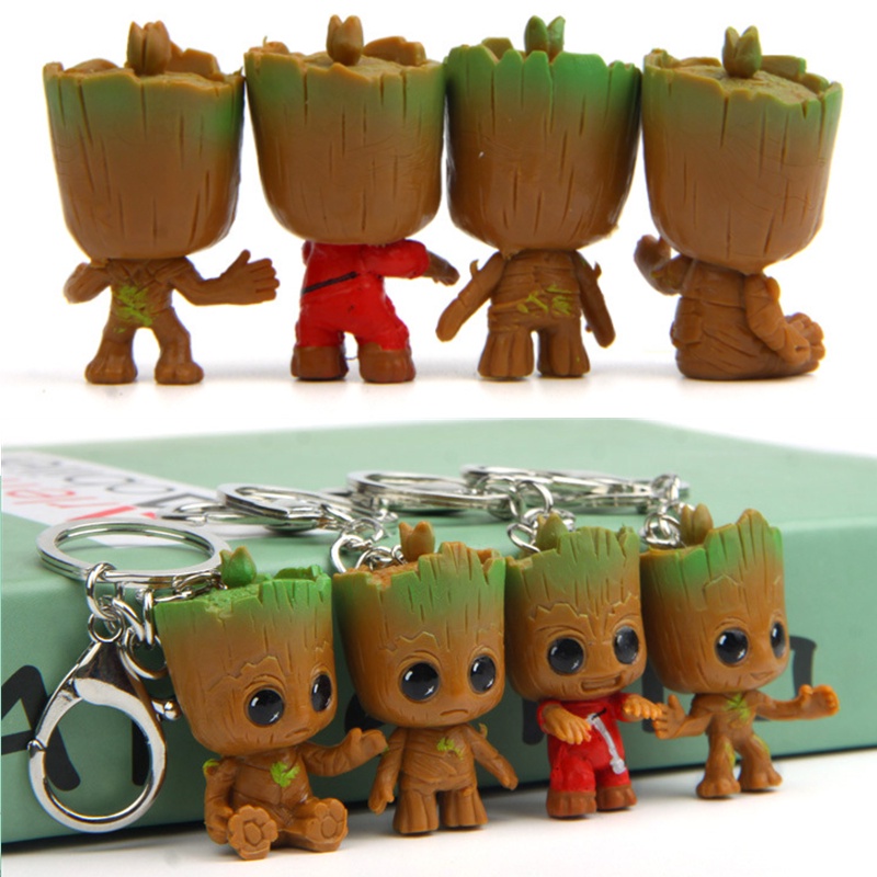 Disney 4Pcs Baby Groot Keychain Anime Guardians of the Galaxy Character ...