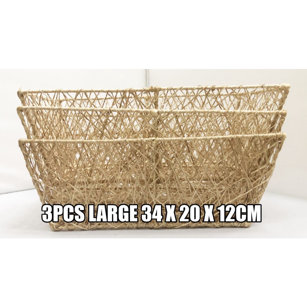 Tapered Rectangular Abaca Basket (3pcs) | Shopee Philippines