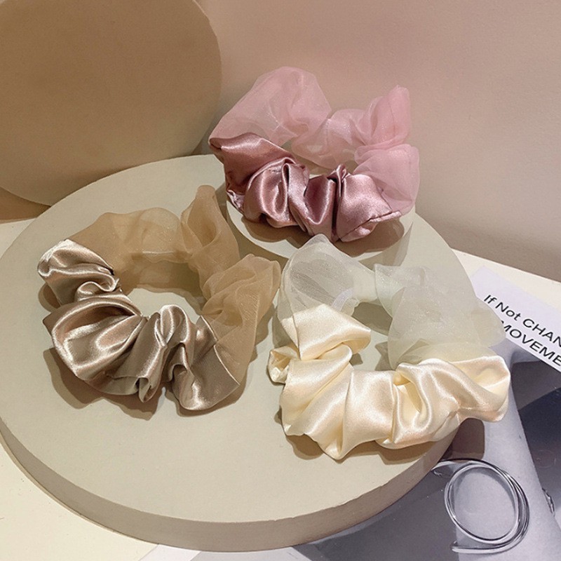 Satin and Organza Hair Scrunchies Fashion Hair Tie New Hair Eleastic ...