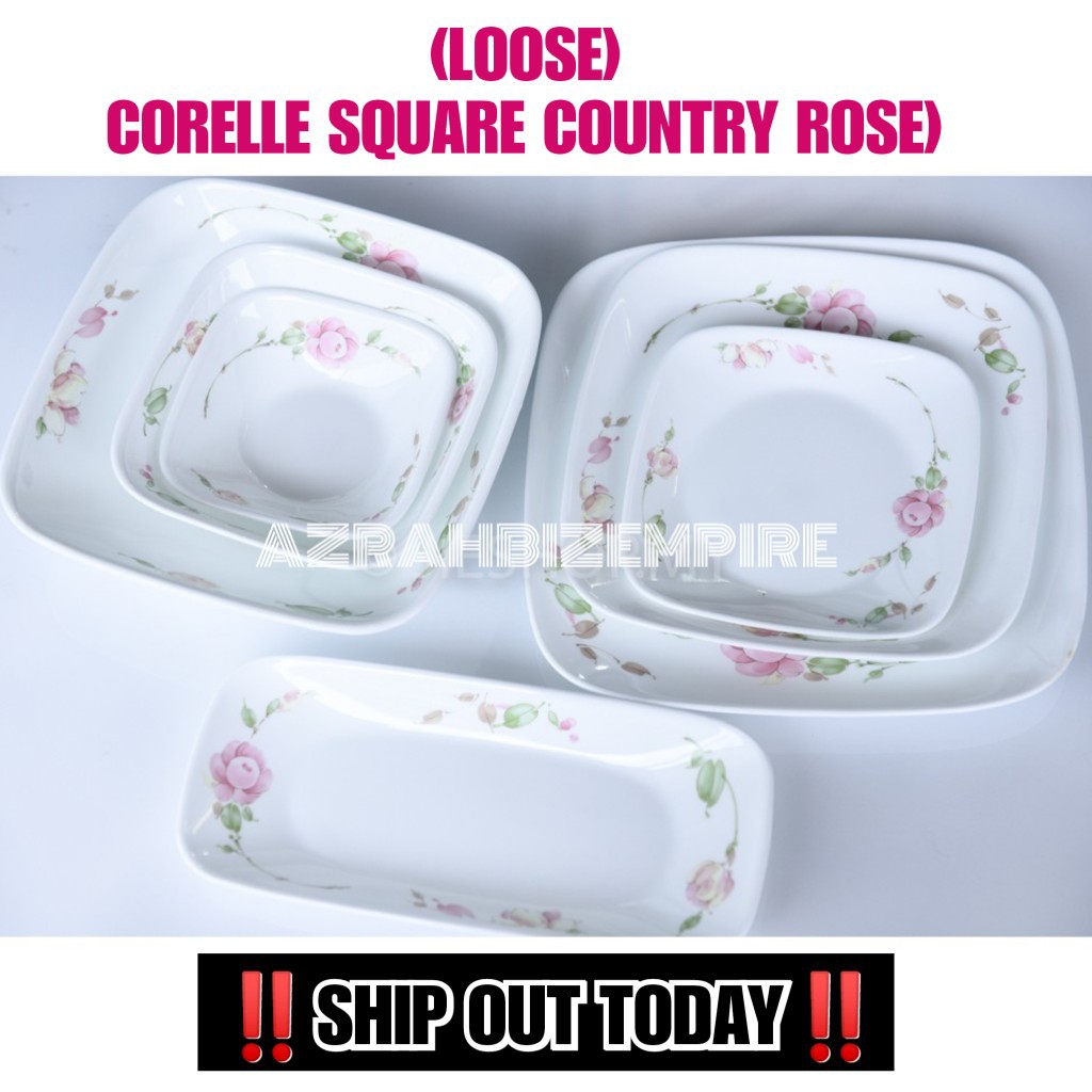 HOT! (LOOSE) CORELLE COUNTRY ROSE DINNER SET SQUARE (DINNER/LUNCHEON ...