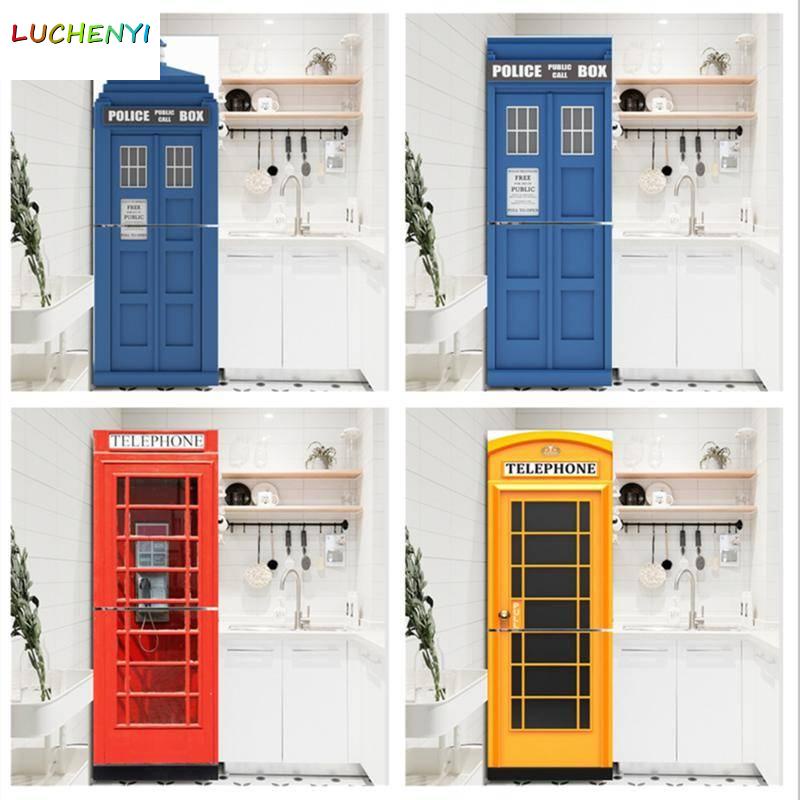 Custom fridge sticker Red Yellow Blue Phone Booth Police PVC ...