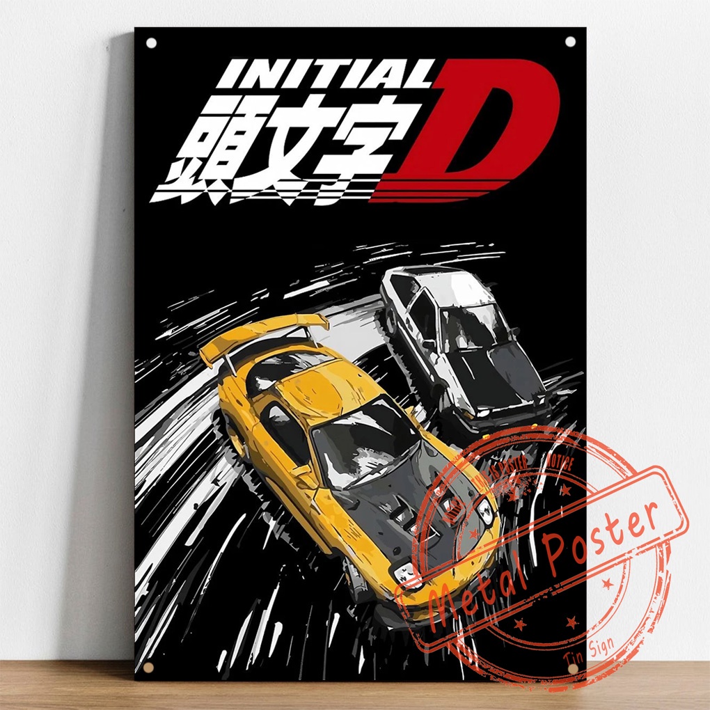 Initial D Metal Poster Tv Shows Movie Game Anime Tin Sign Wall Art ...