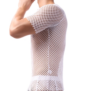 Men Mesh See Through Fishnet T Shirt Sexy Short Sleeve Male ...