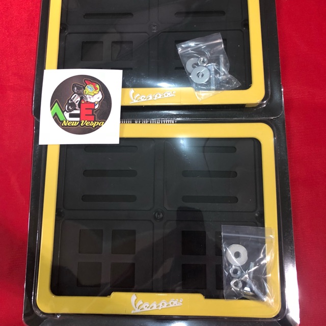 Vespa Number Plate Frame Yellow | Shopee Philippines