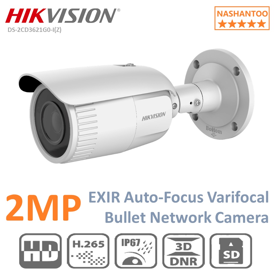 HikVision DS-2CD3621G0-IZ 2MP IR PoE Varifocal Bullet Network IP Camera (2.7mm - 13.5mm Auto ...