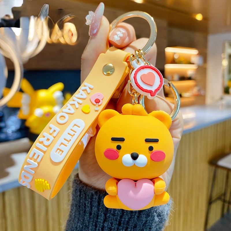 Kakao Friends Cartoon Cute Ryan Appeach Key Chain Ring Bag Pendant ...