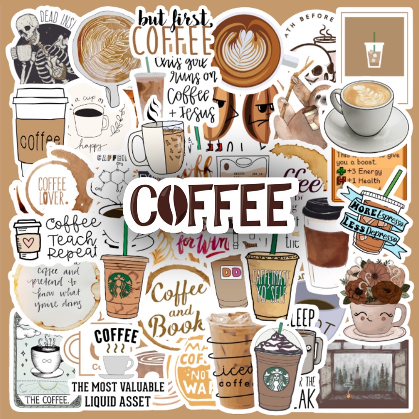 50 pcs. COFFEE LOVER stickers | water proof | COFFEE stickers | Shopee ...