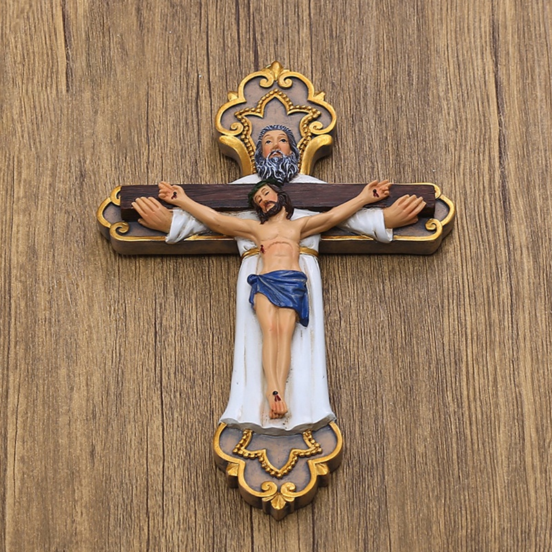 Holy Crucifix Resin Jesus Cross with God Religious Crucifixion Statue ...