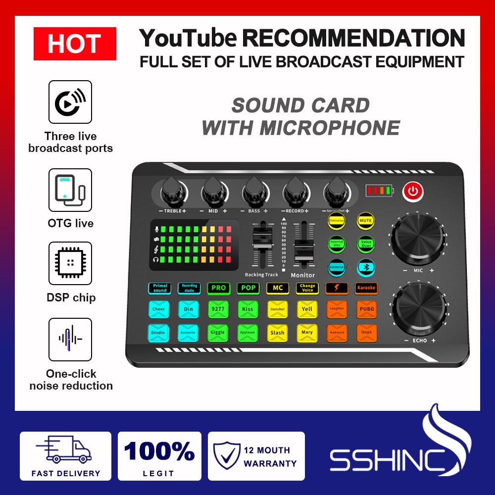【SSHINC】NEW version sound card complete set with microphone condenser ...