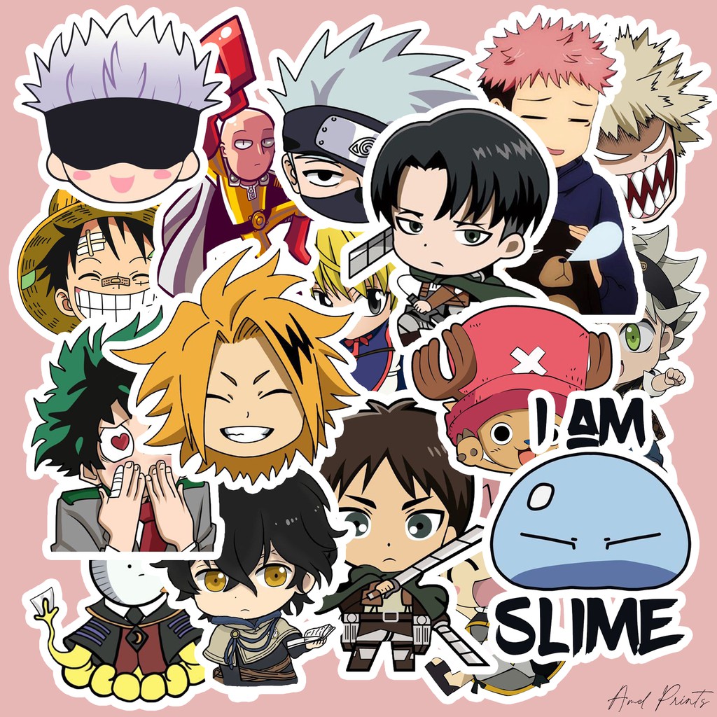 50 PCS Male Anime Boy Anime Aesthetic Graffiti Sticker Set- 3CM, 4.5CM ...