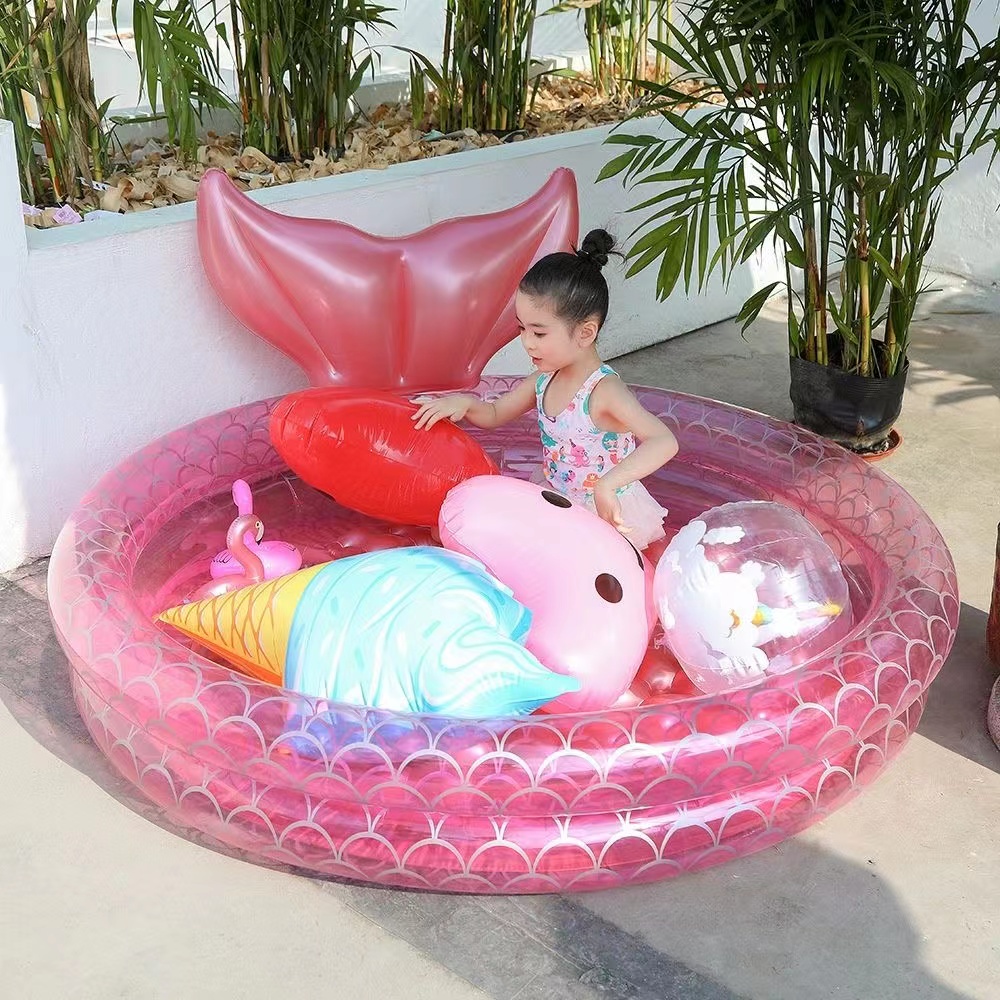 120cm Practical Pink Mermaid Tail Inflatable Swimming Pool, Suitable ...