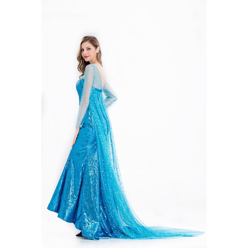 Adult Elsa Frozen Princess Long Dress Princess Elsa Dress Cosplay ...