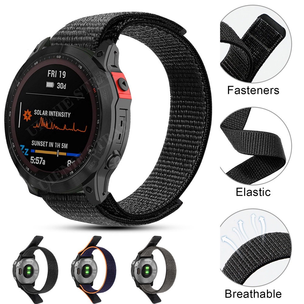 26 20 22mm Nylon Watch Band For Garmin Fenix 7X 6X Pro 7 7S 6 6S 5X 5 ...