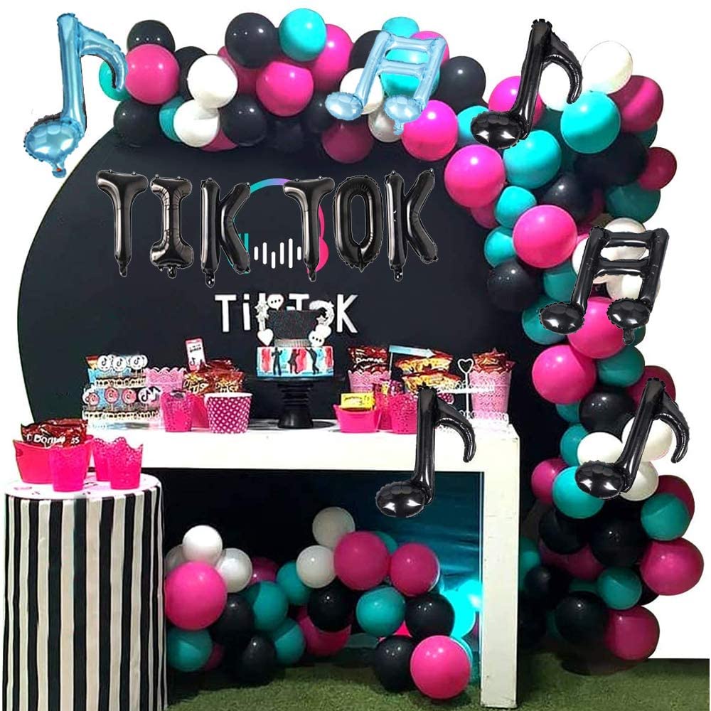 1set Tiktok Music Balloons Birthday Balloons Garland Arch Kit Baby ...