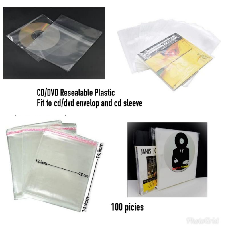 Resealable Clear Plastic Storage Sleeves for regular CD | Shopee ...