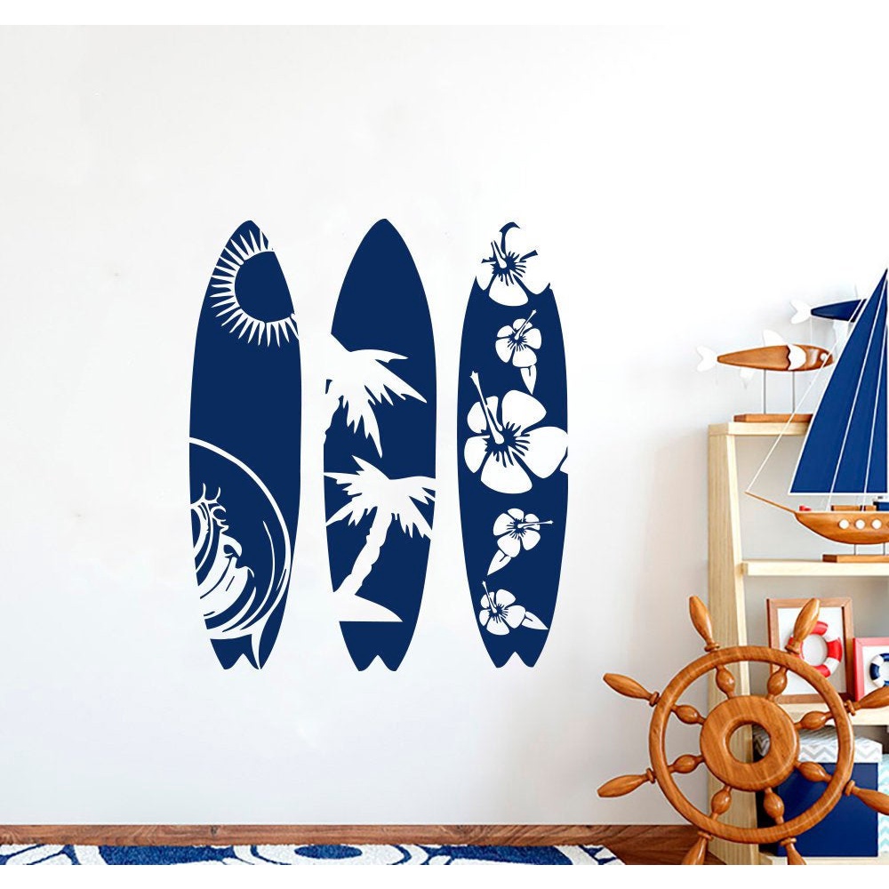 Wall Decal Surfboard Decals Waves Sea Beach Vinyl Sticker Extreme ...