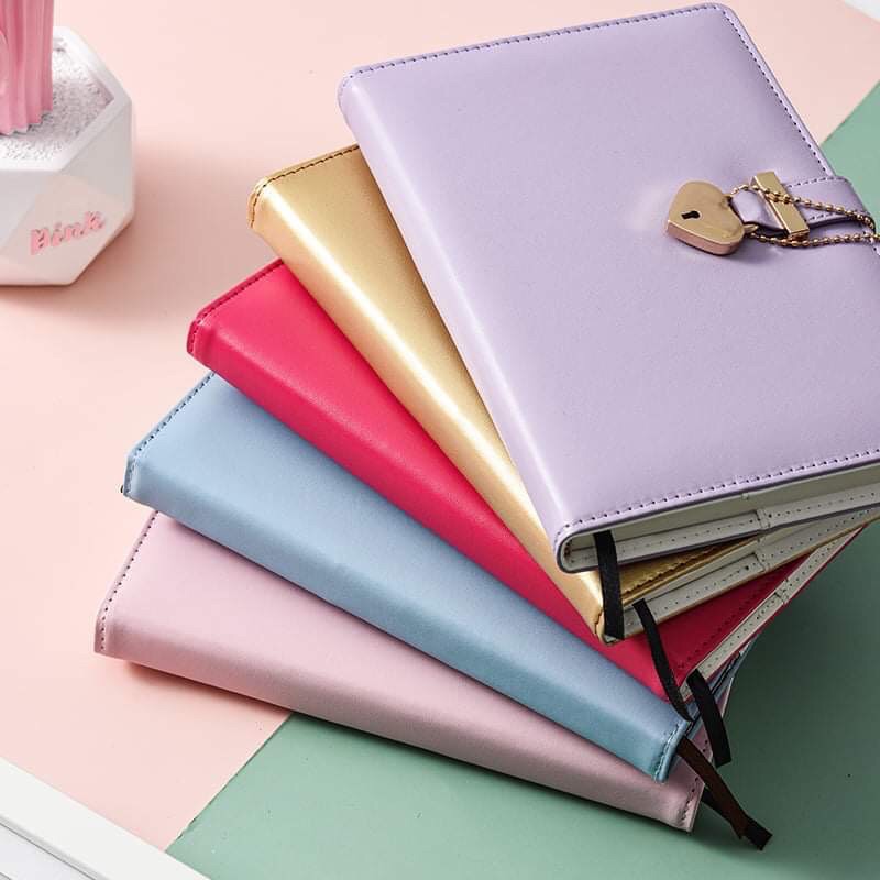 New A5/ A6 Cute Diary Journal Password heart-shaped lock key notebook ...