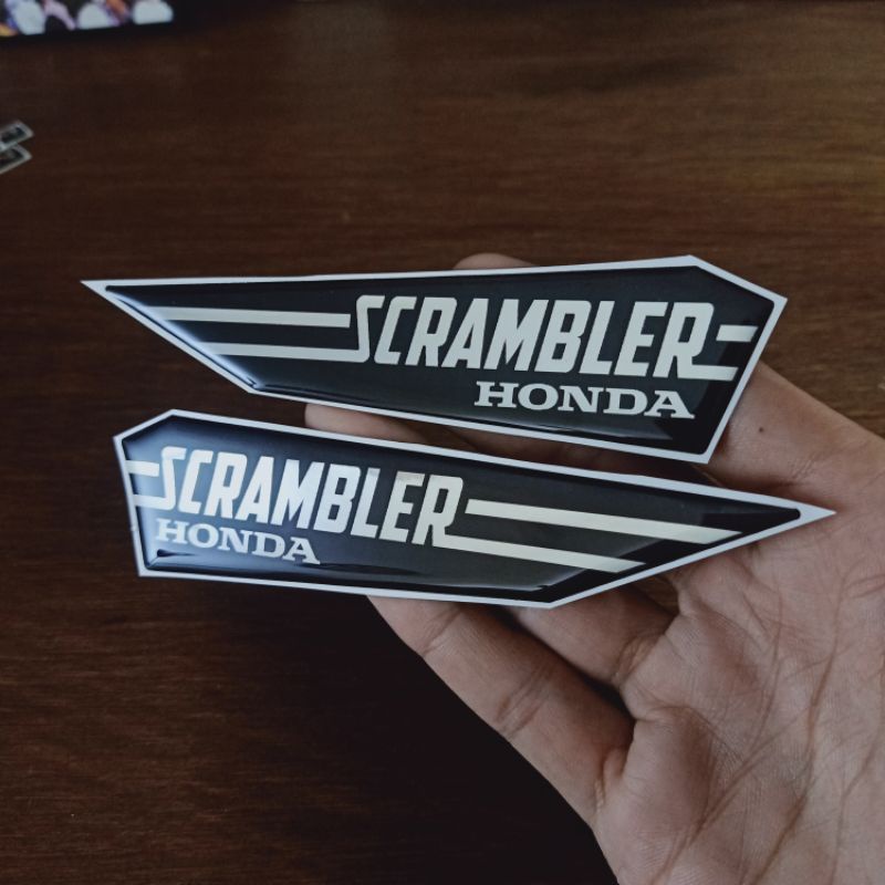 Chrome colored honda scrambler 3d emblem embossed sticker | Shopee ...