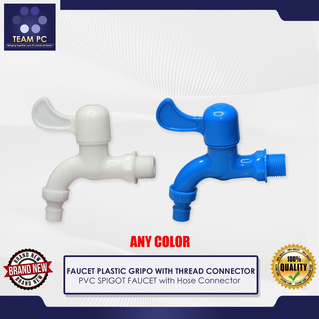 FAUCET PLASTIC GRIPO WITH THREAD CONNECTOR, PVC SPIGOT FAUCET with Hose ...