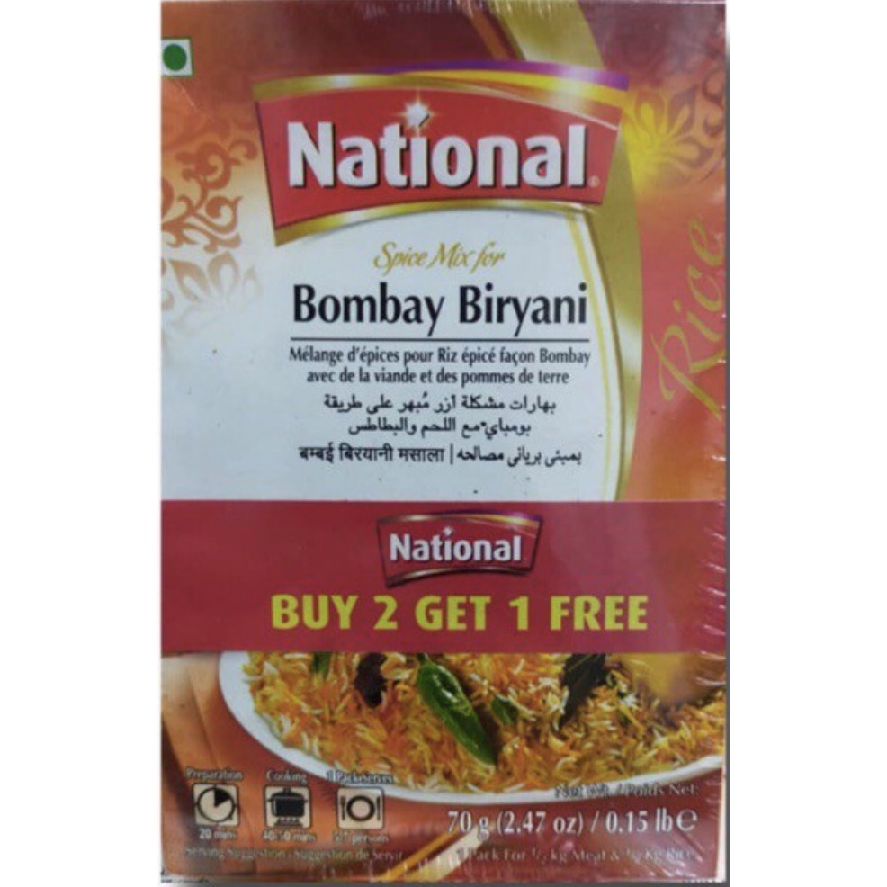 Buy 2 Free 1 National Bombay Biryani Spice Mix Masala 70gm / Rempah ...
