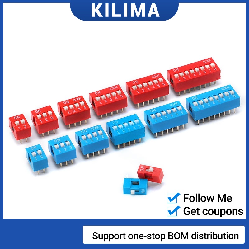 20Pcs Snap Type Switch Module 1 2 3 4 5 6 7 8 Bit 2.54mm Position Way ...