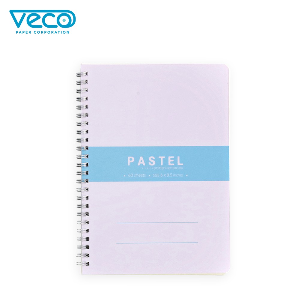 Veco Pastel Dotted Journal with translucent plastic cover 6x8.5in 60lvs ...