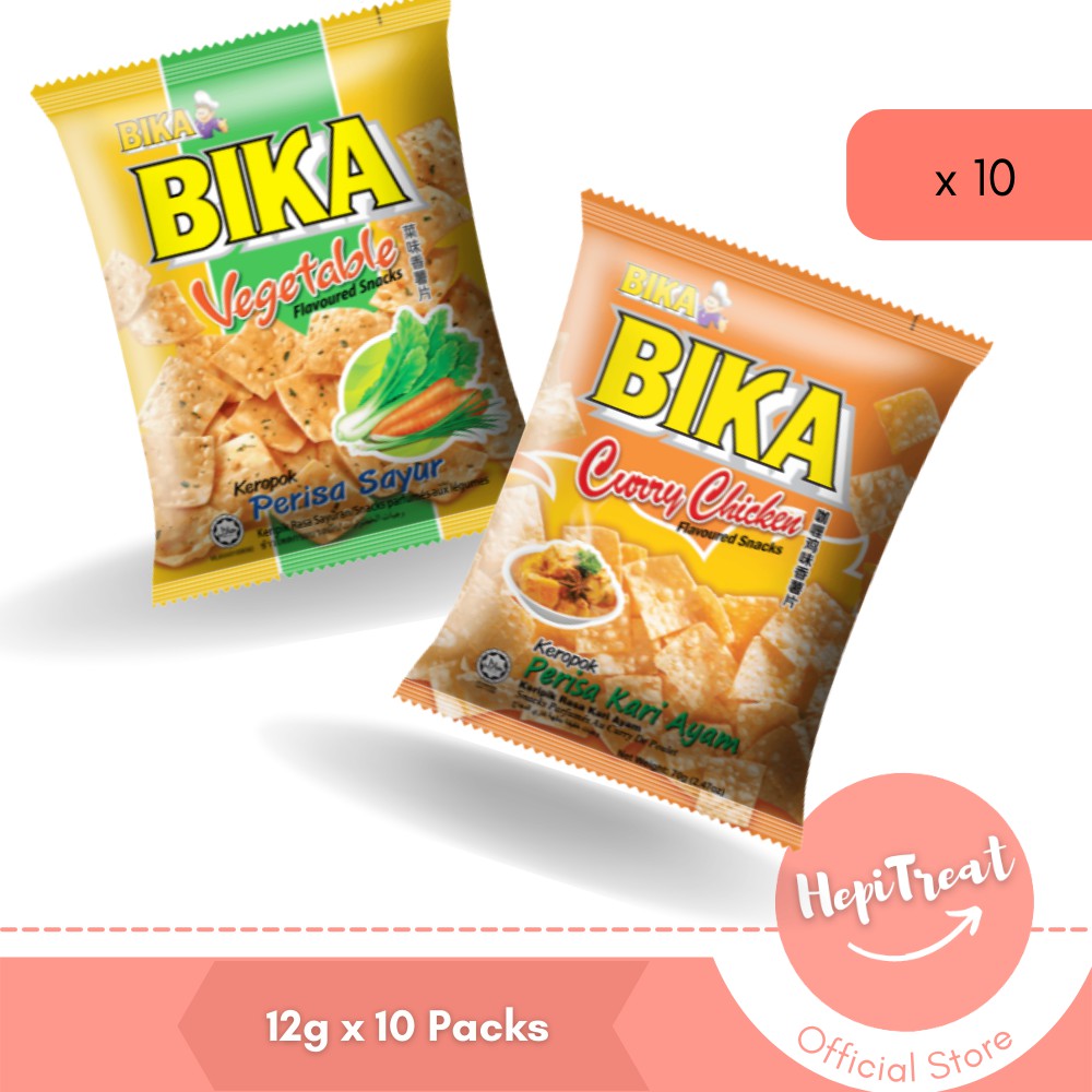 Bika Crackers Chip Snack Vegetable / Curry Chicken - 10 Packs x 12g (Small) by Hepi Treat ...