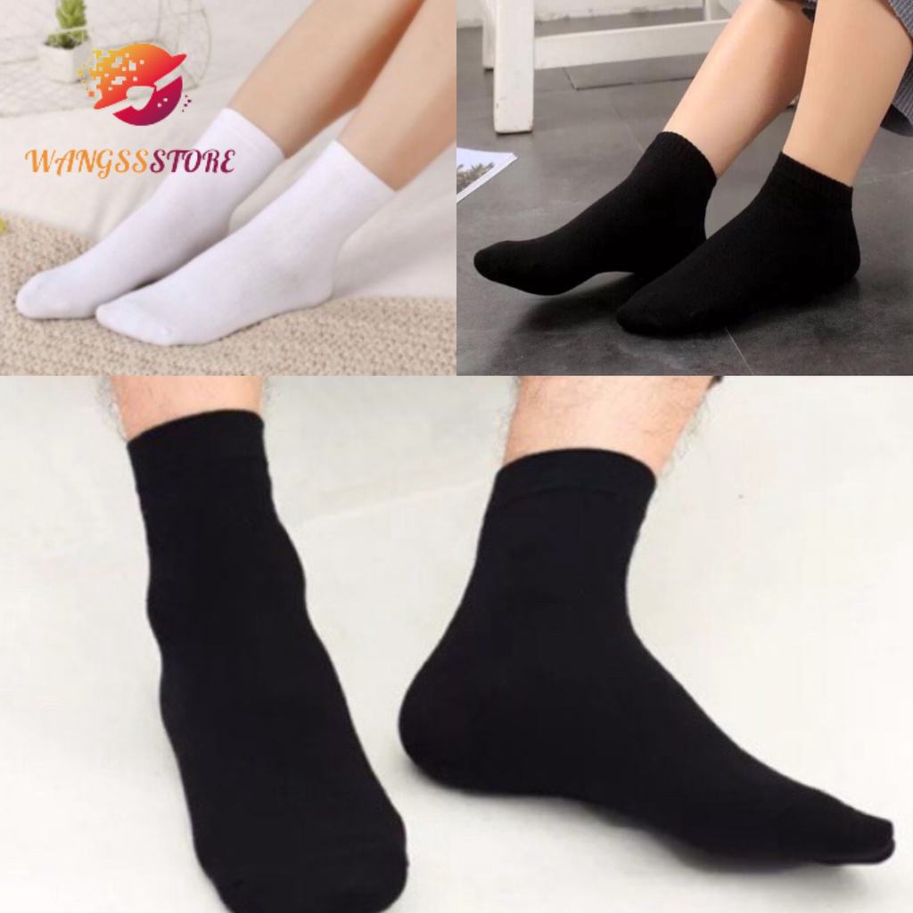 WANGSSSTORE 12PAIRS Unisex Basic Socks Plain Ankle Sock student socks ...