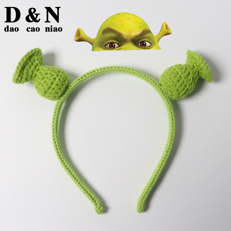 Monster Shrek Headband Hand-Woven Knitted Wool Green Cartoon Men Women ...