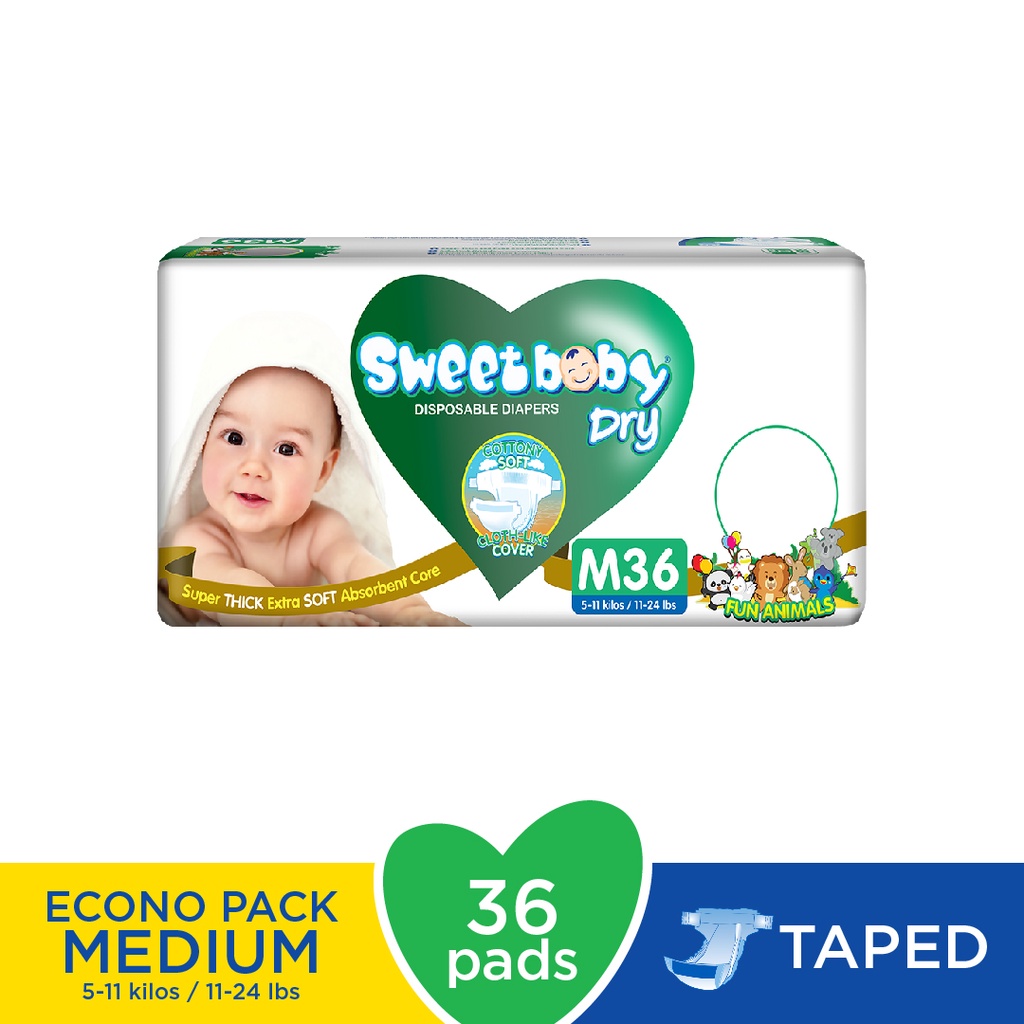 SWEETBABY DRY TAPED DIAPER - ECONO PACK - MEDIUM - 36 PADS ONE PACK ...