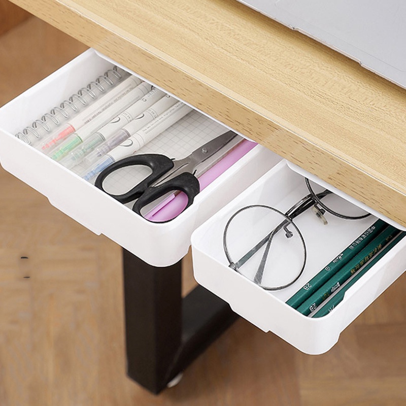 Self Adhesive Under Desk Table Drawer Tray Pencil Organizer Hidden ...