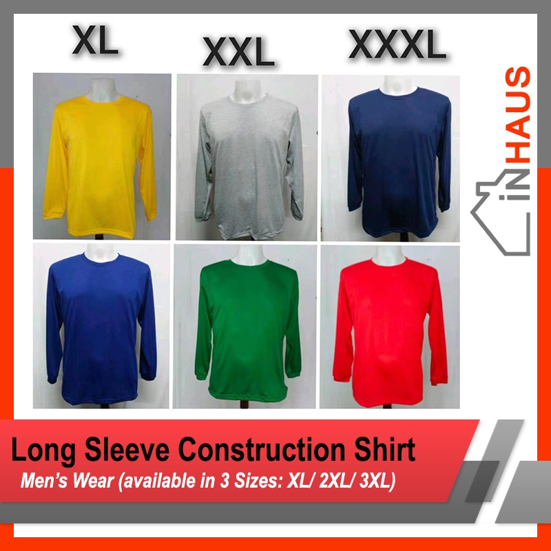 INHAUS Men's Wear Long Sleeve, Construction Shirt/ Work Site Shirt (XL ...