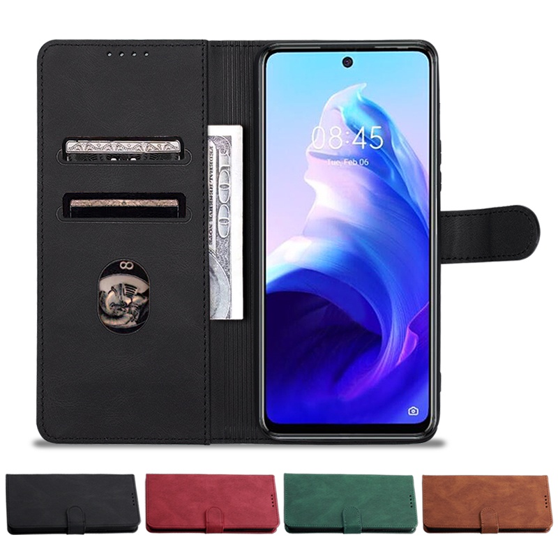 Skin Feel Flip Case Tecno Pova 5G LE8 New Wallet Pu Flip Cover Leather ...