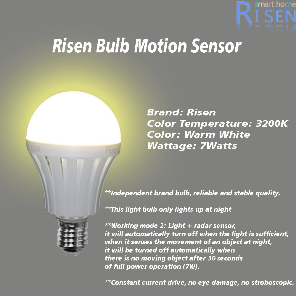 RISEN LED Motion Sensor Bulb RS-607 3200K 7W | Shopee Philippines