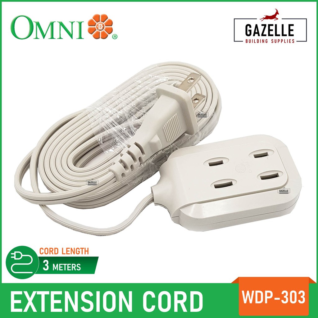 Omni Dual Portable Extension Cord Set 3m or 6m Cord WDP-303 WDP0306 ...