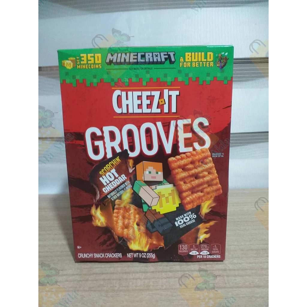MineCraft CHEEZE IT grooves hot cheddar crunchy snack crackers(255g)U.S ...