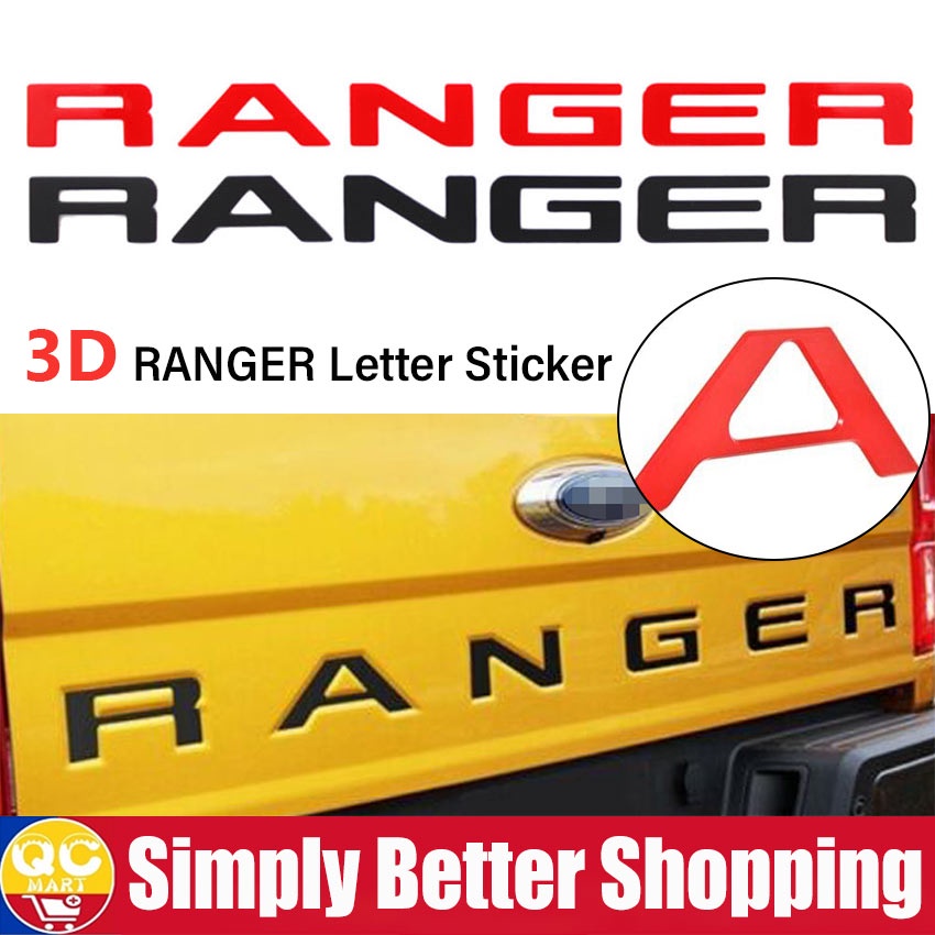 RANGER Letters Emblems Car Sticker Tailgate Insert Letters for Ford ABS ...